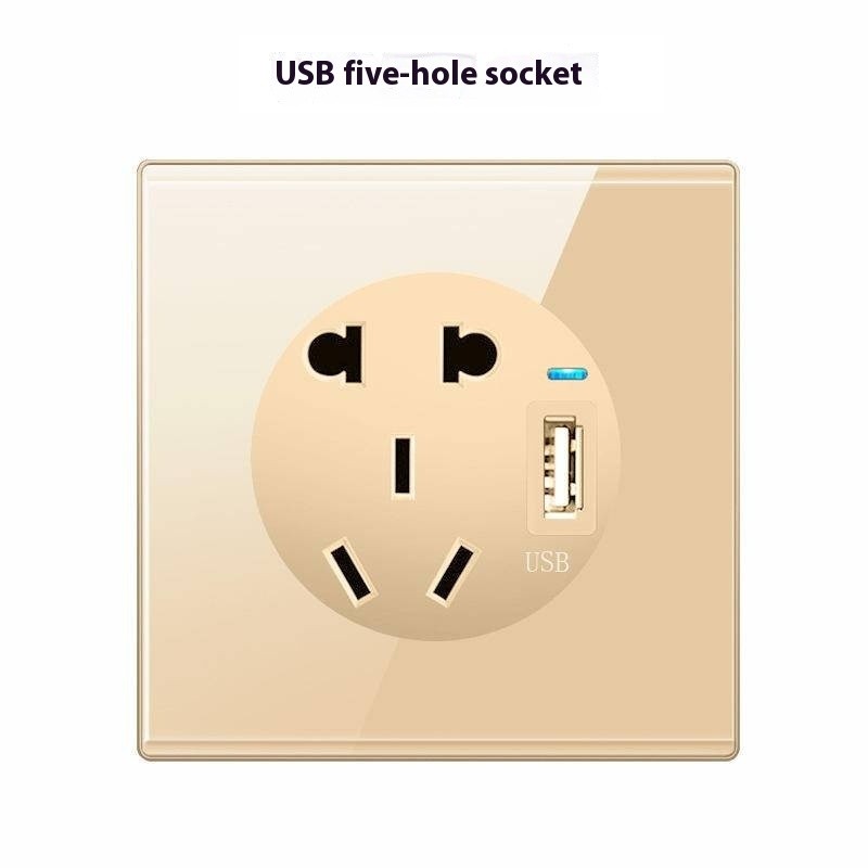 86 Type Toggle Reset Light Point Switch Socket Package Tempered Glass ...