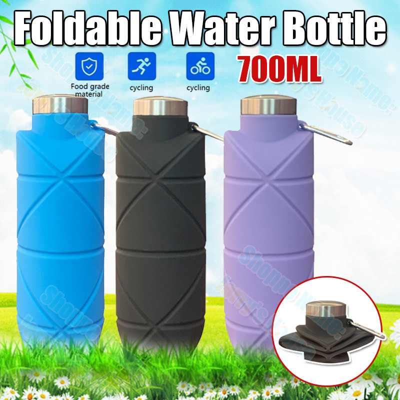 Foldable Water Bottle Premium Silicone Portable Reusable BPA Travel Gym ...