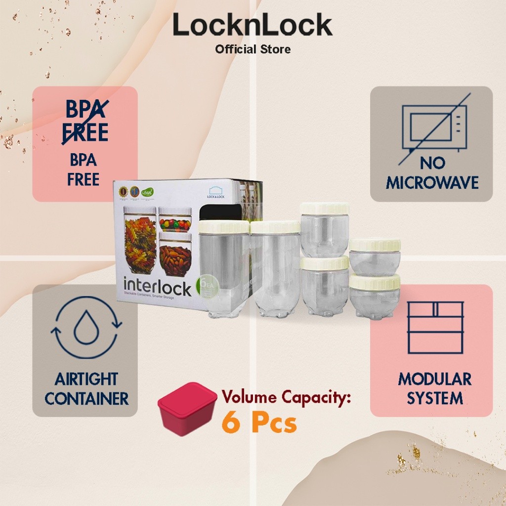 LocknLock Interlock Narrow Type Round Container 6 Pcs Set (INL203S6 ...