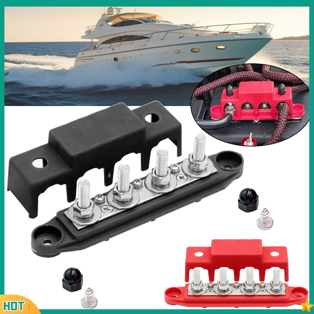 12V 250A 4 Post Busbar Bus Bar Power Distribution Block W/ Cover 5/16 ...