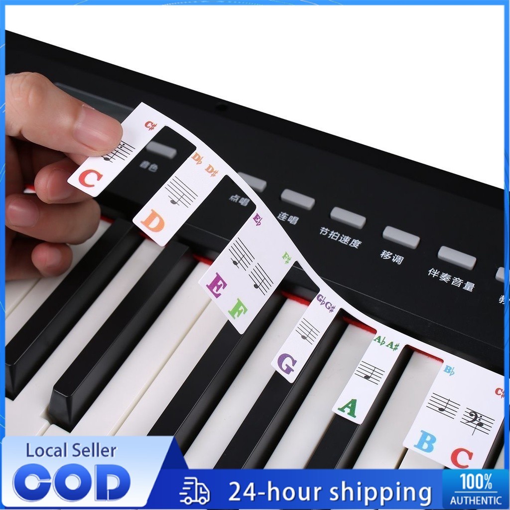 61 Keys/88 Keys Removable Piano Notes Guide Label Reusable Silicone ...