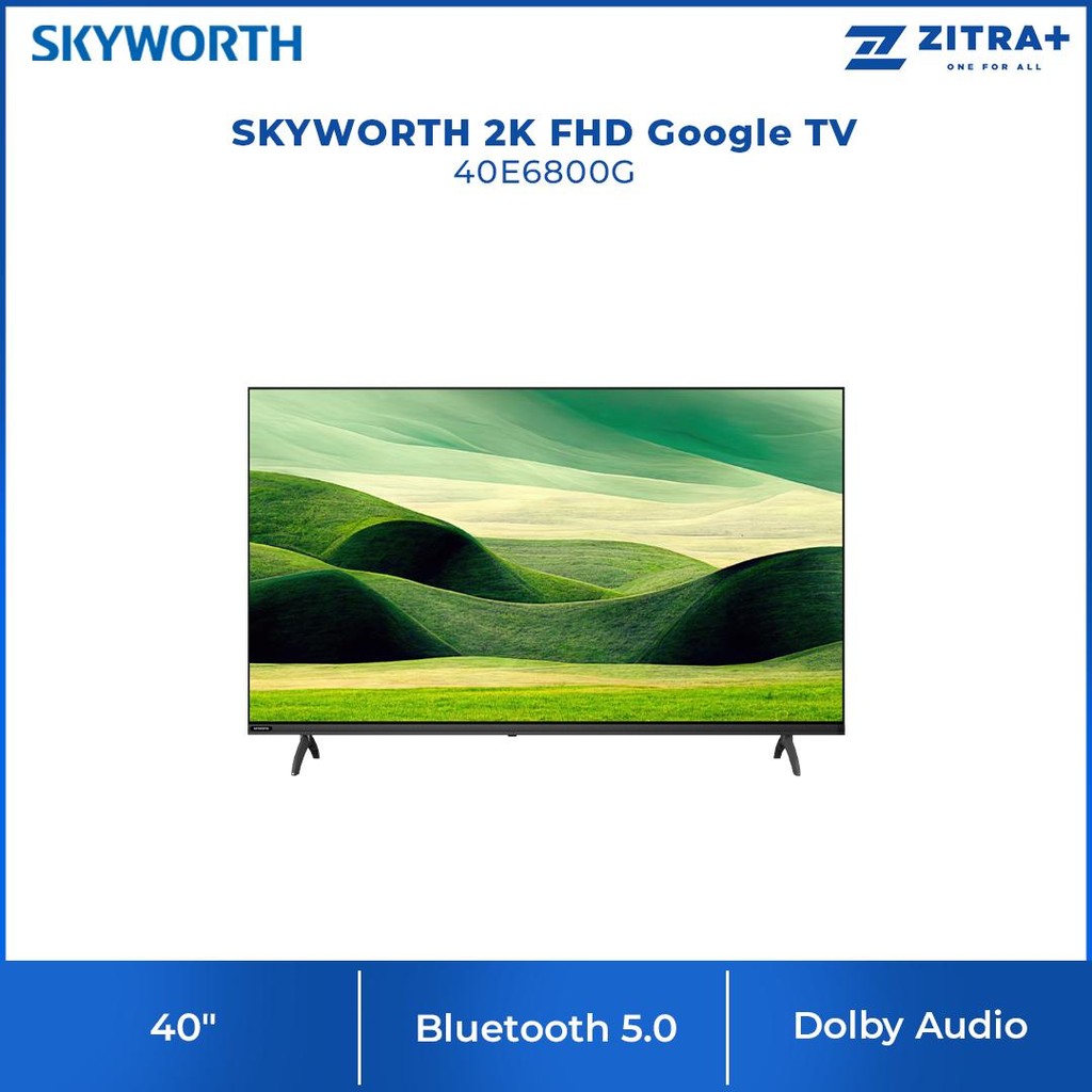 SKYWORTH 40" 2K FHD Google TV 40E6800G | Google TV system | Bluetooth 5.0 | Dolby Atmos | Level ...