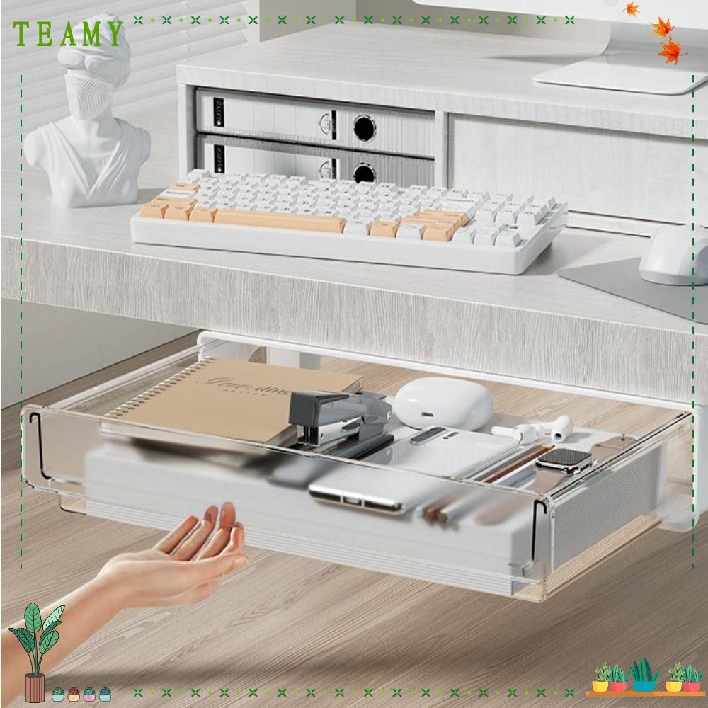 TEAMY Undertable Drawer, Invisible Storage Pull Out Storage Box Table ...