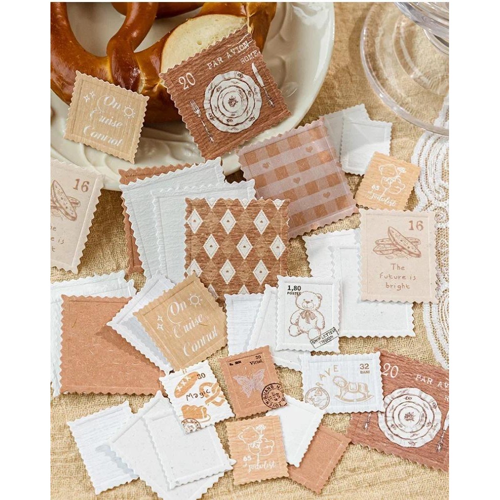 JIANWU Paper Stamp Series Vintage Relief Stamp Landscaping Material ...