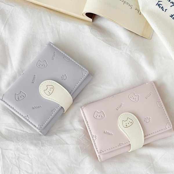 wallet woman small cute dompet Anak kucing cetak dompet pendek ...