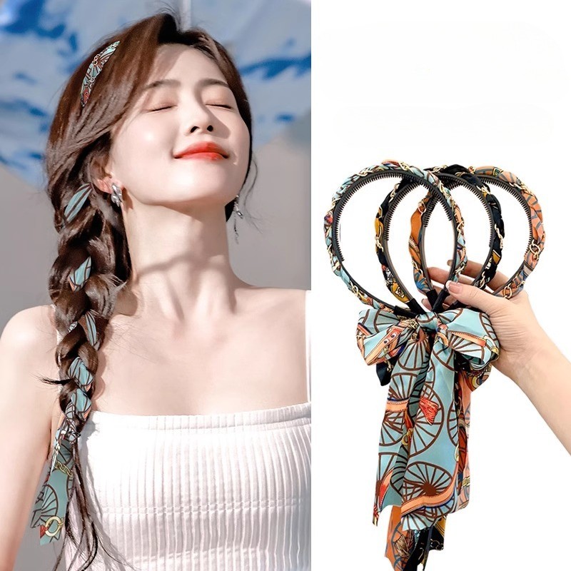 Korean Retro Braided Hairbands for Women with Ribbons and Headbands ...