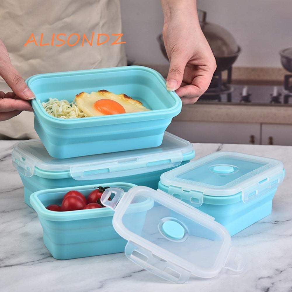 ALISONDZ Collapsible Silicone Food Container, Microwavable Rectangle ...