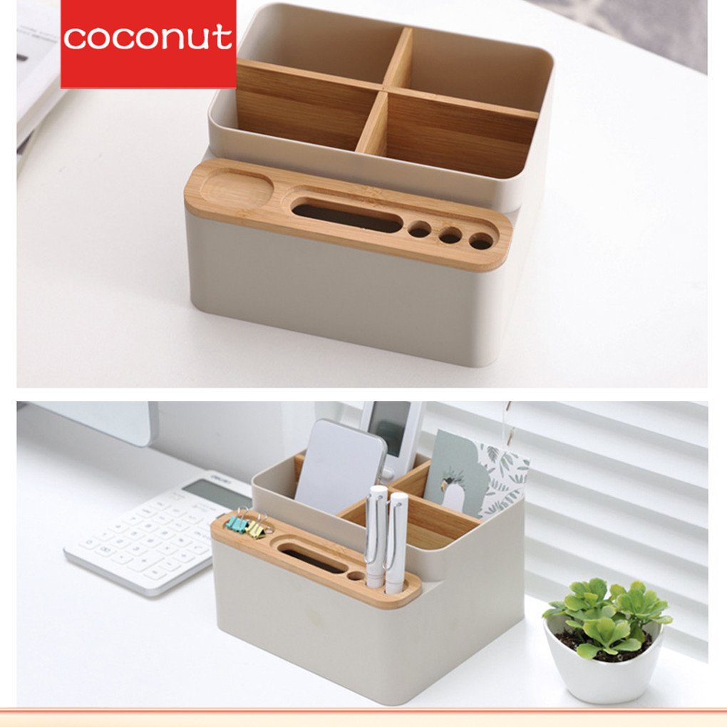 PS Bamboo Pen Holder Multi Grid Replacement Modern ple Style Smart ...