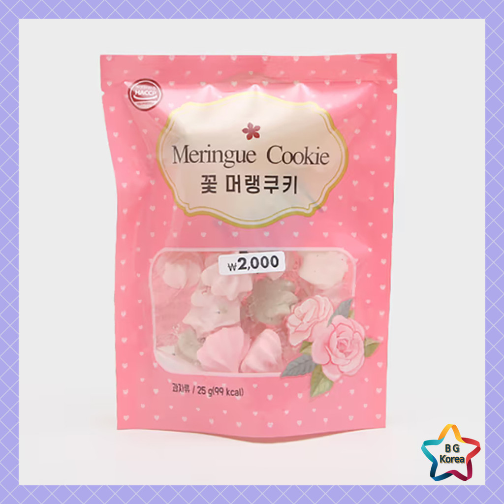Daiso Meringue Cookie / Rose Design Pastel Color Sweet Snack / 25g ...