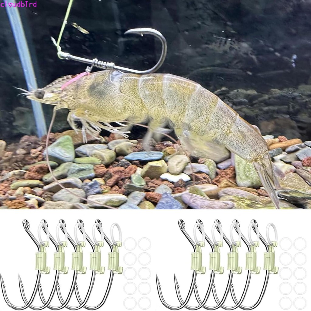 Luminous Live Shrimp Hooks Heavy Duty Metal Barbed Fishhook for ...