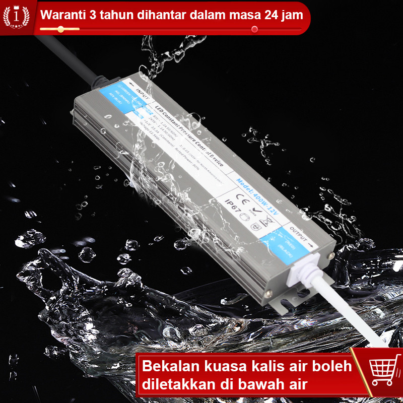 Bekalan kuasa LED kalis air 220V hingga 24V Penyesuai senyap IP67 ...
