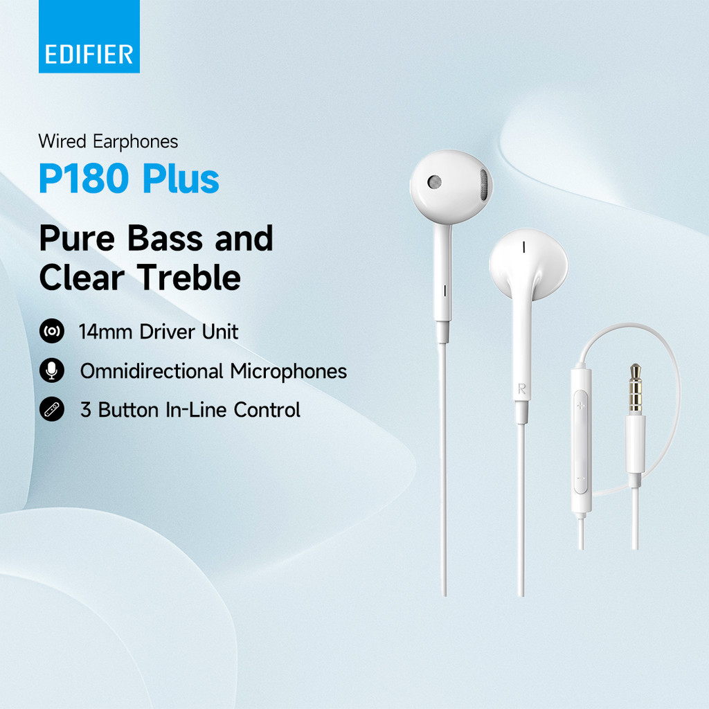 Edifier P180 Plus Wired Built in Mic Earphone | Shopee Malaysia
