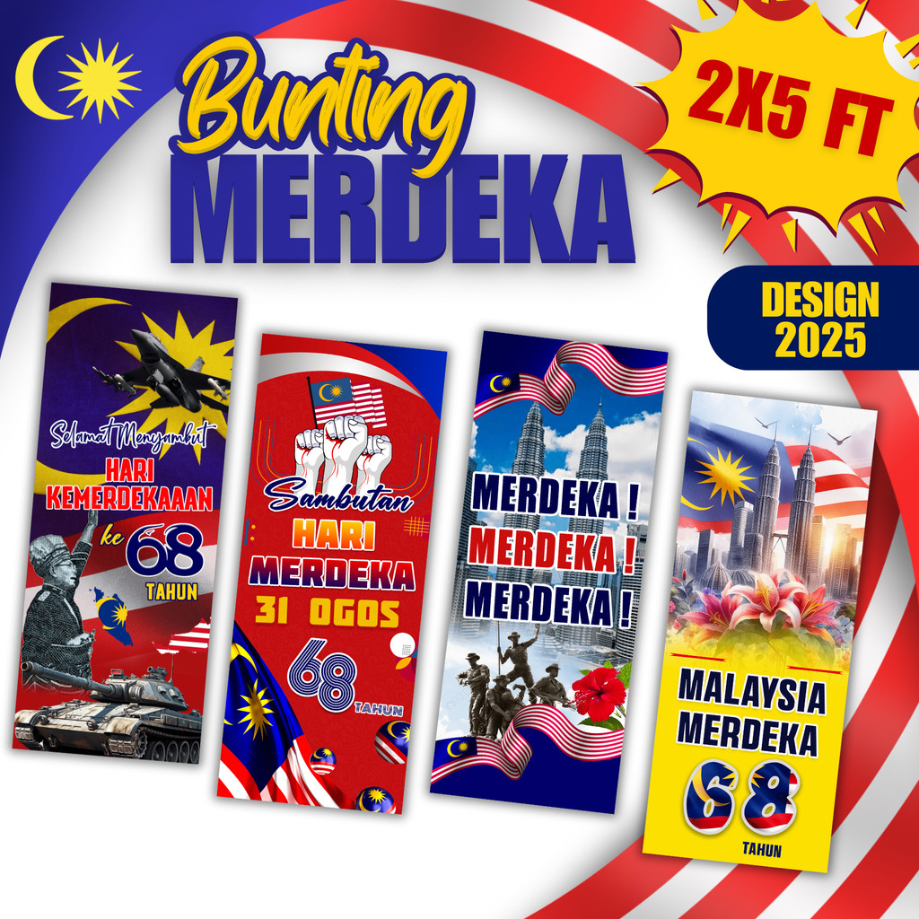 Bunting streamer Malaysia Merdeka banner sepanduk sambutan Merdeka hari ...