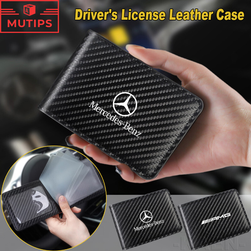 Mercedes Benz Men Wallet Bag Driver's License Leather Case Carbon Fibre ...