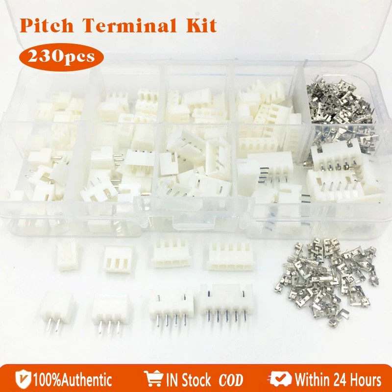230Pcs XH2.54mm JST Connector Pitch Terminal Kit 2/3/4/5 Pin Male/Female Wire Cable Header ...