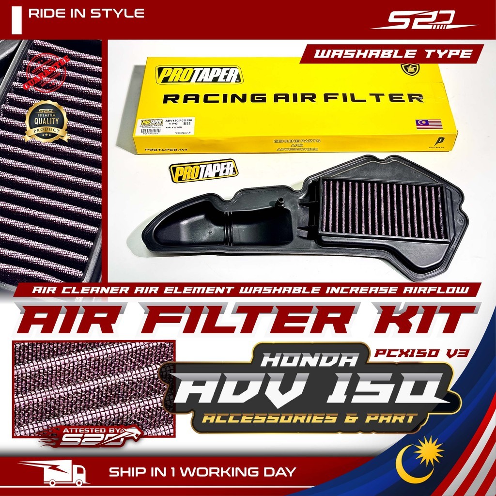 Air Filter PROTAPER RACING HONDA ADV 150 PCX 150 V3 PNP Air Cleaner Kit Set Air Element Washable ...