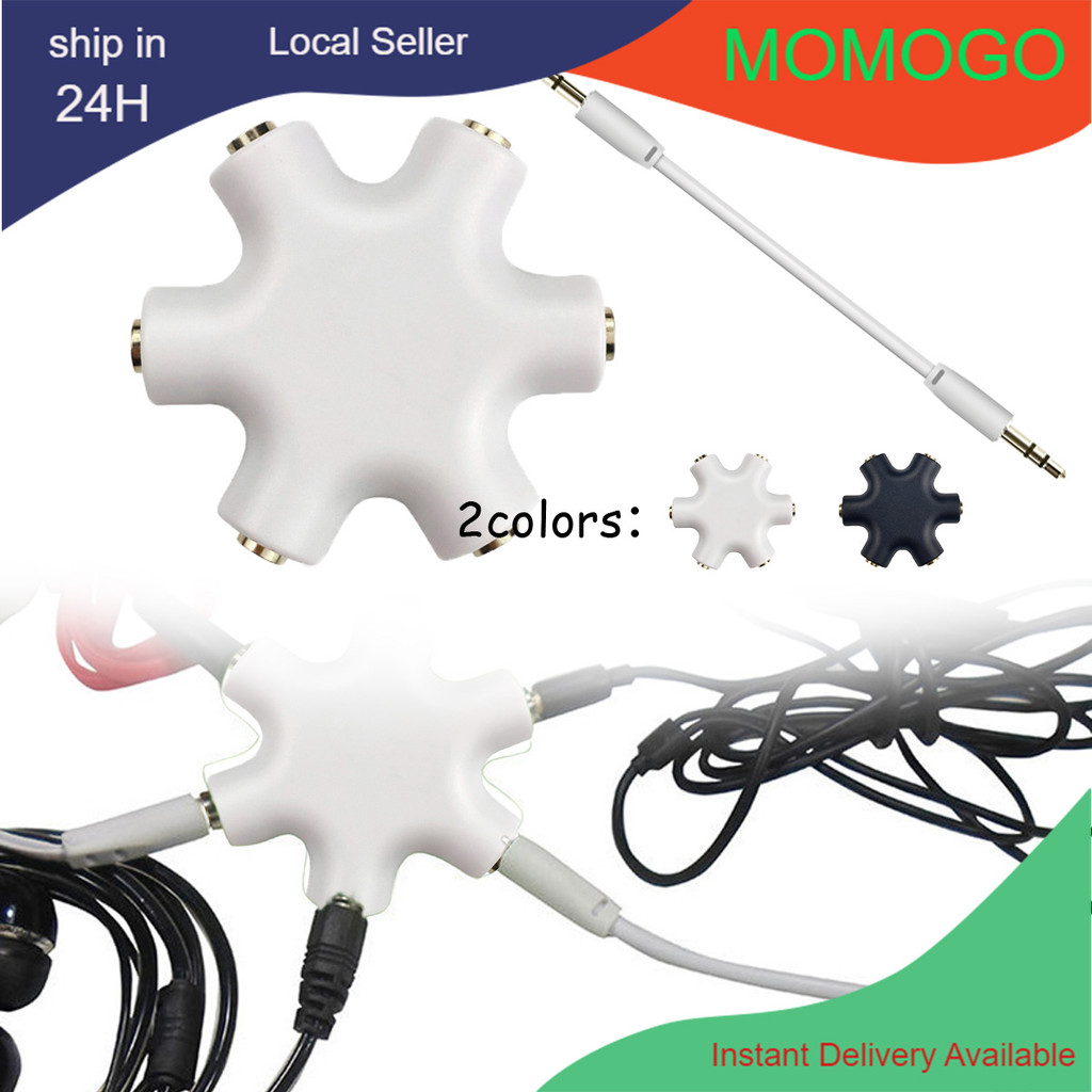 1 Male to 5 Audio Headphone Splitter 3.5mm Jack Share Adapter Multi ...