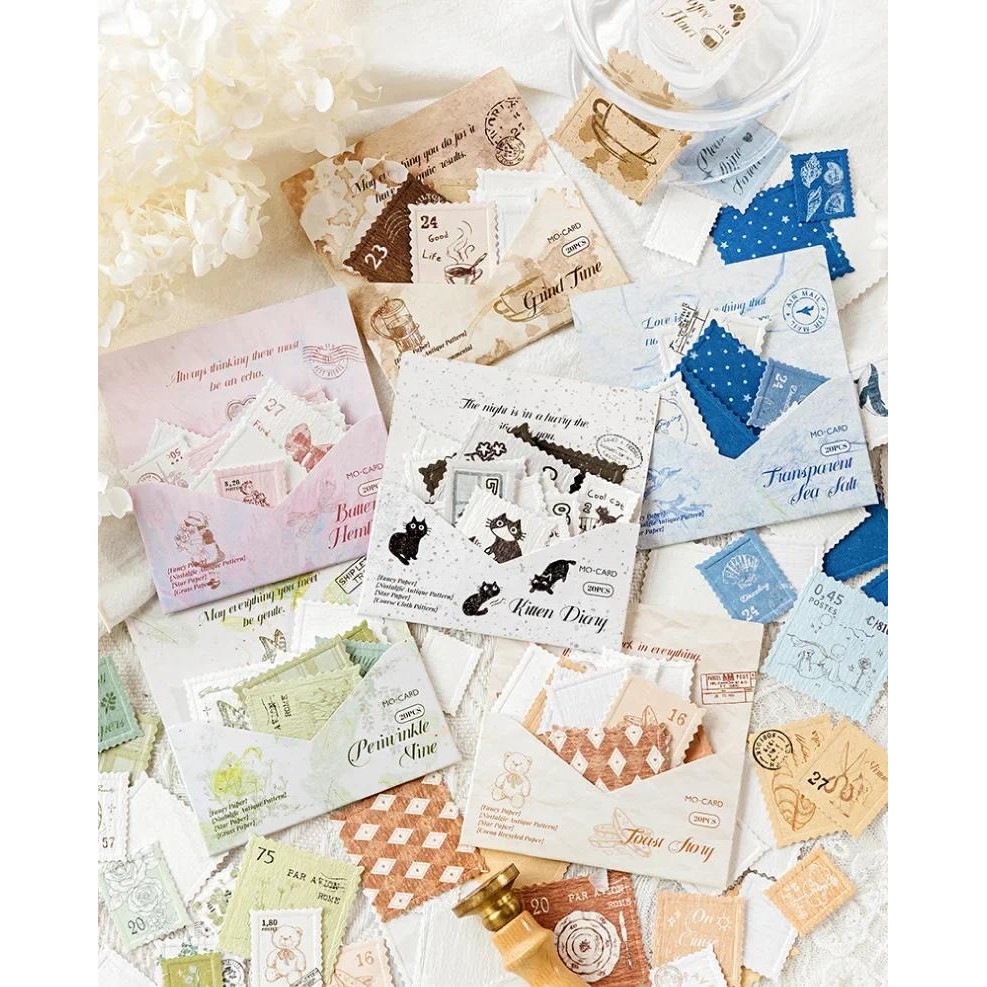 JIANWU Paper Stamp Series Vintage Relief Stamp Landscaping Material ...