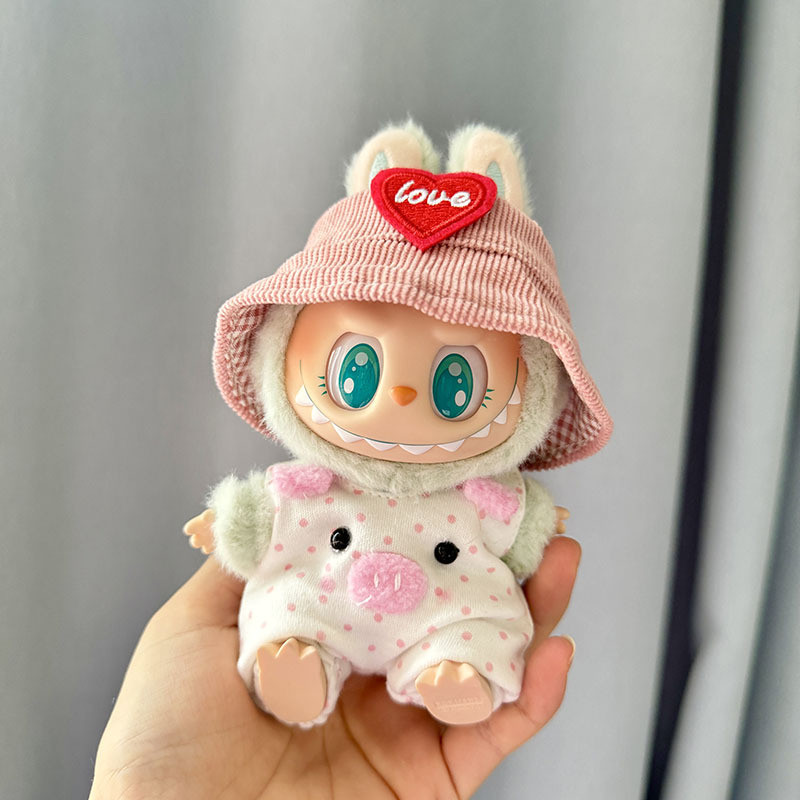 Labubu Keychain Outfit | 1st/2nd Gen Sitting Party Doll with Pink Polka ...
