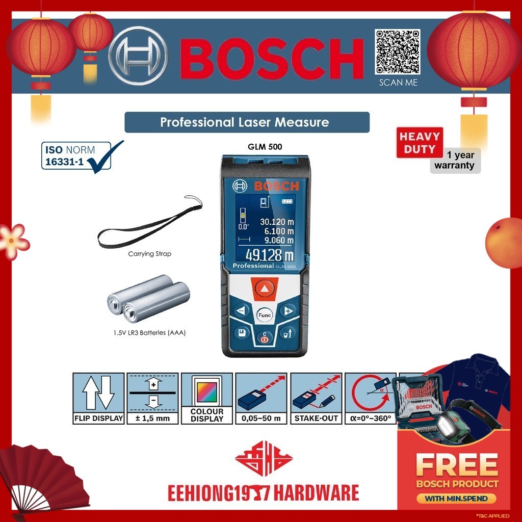 BOSCH GLM 500 2 In 1 360 Degree Measuring Device GLM500 Laser Measure ...