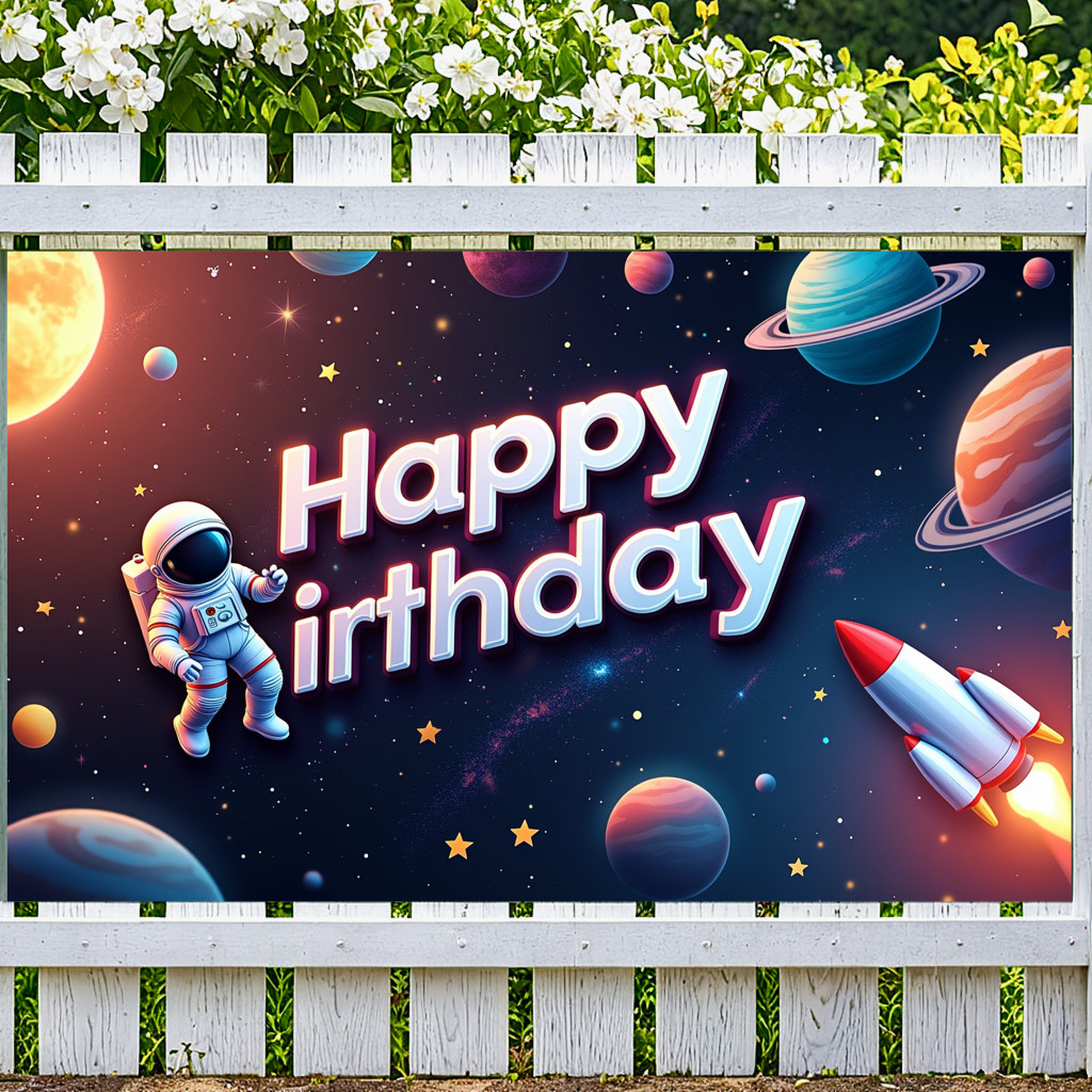 Astro Birthday Backdrop Space Rocket Galaxy Theme Background ...