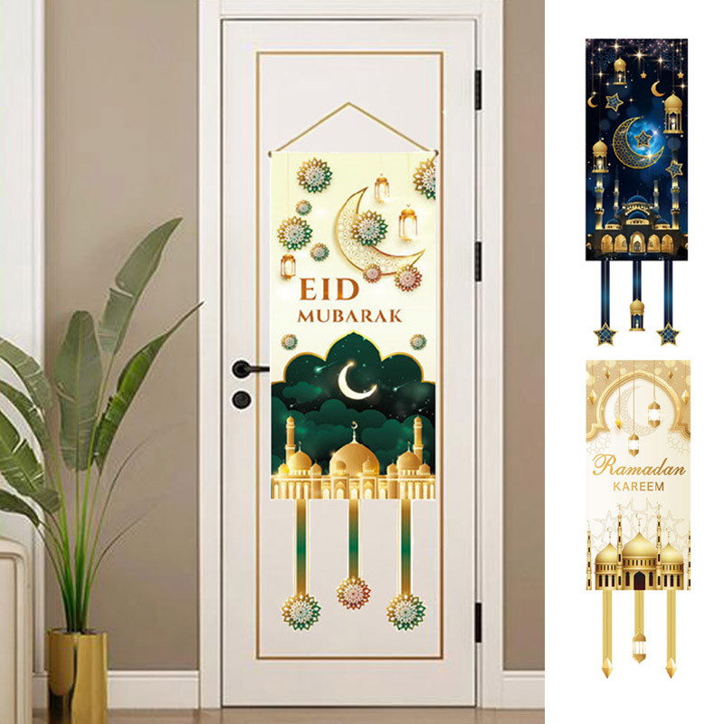 Hari Raya Door Banner Ramadan Decoration Hanging Flag Eid Mubarak Party ...