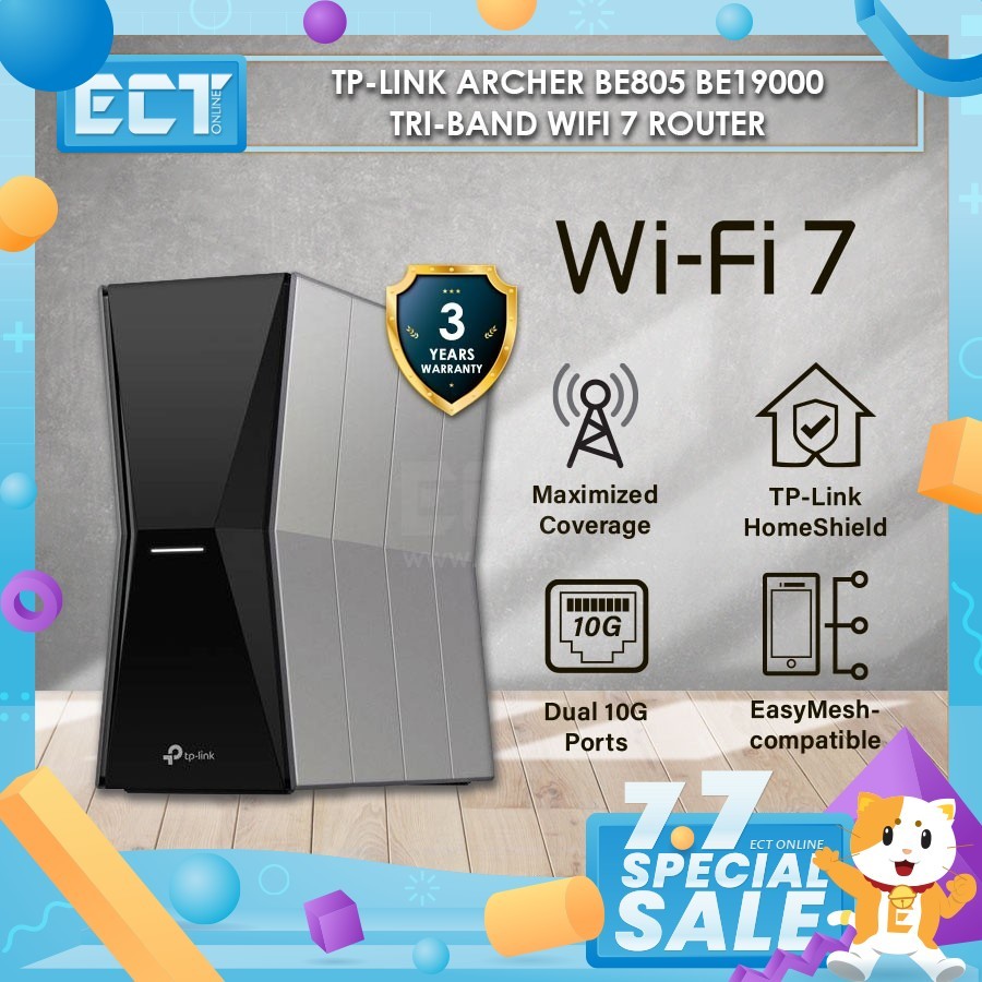 TP-Link Archer BE805 BE19000 Tri-Band WiFi 7 Router with Redefining ...