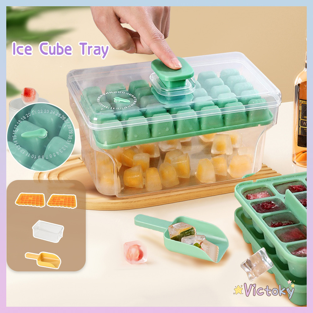 Victoky 68 Grids Ice Cube Tray Silicone Ice Mould With Ice Scraper ...