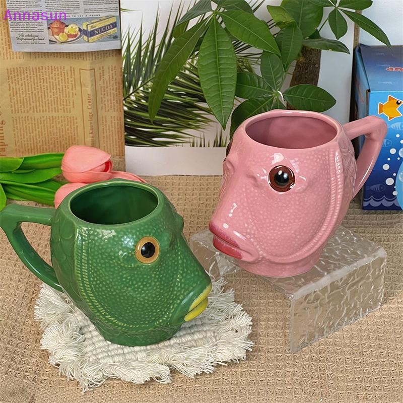 Annasun Funny Cup Ugly Greenhead Fish Ceramics Coffee Cup Large ...