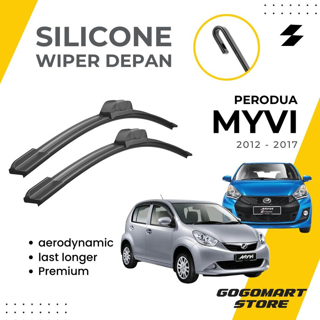 PERODUA MYVI 2012-2017 FRONT WIPER Silicone Soft Windscreen Windshield ...