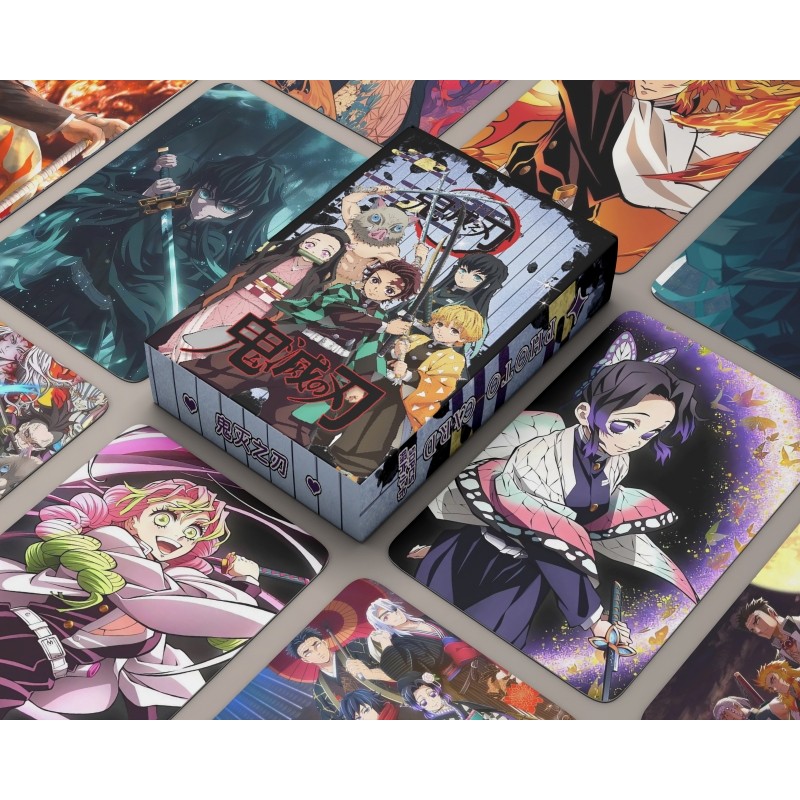 50-55pcs Manga Manhwa Demon Slayer Haikyuu!! Laser Holographic Lomo ...