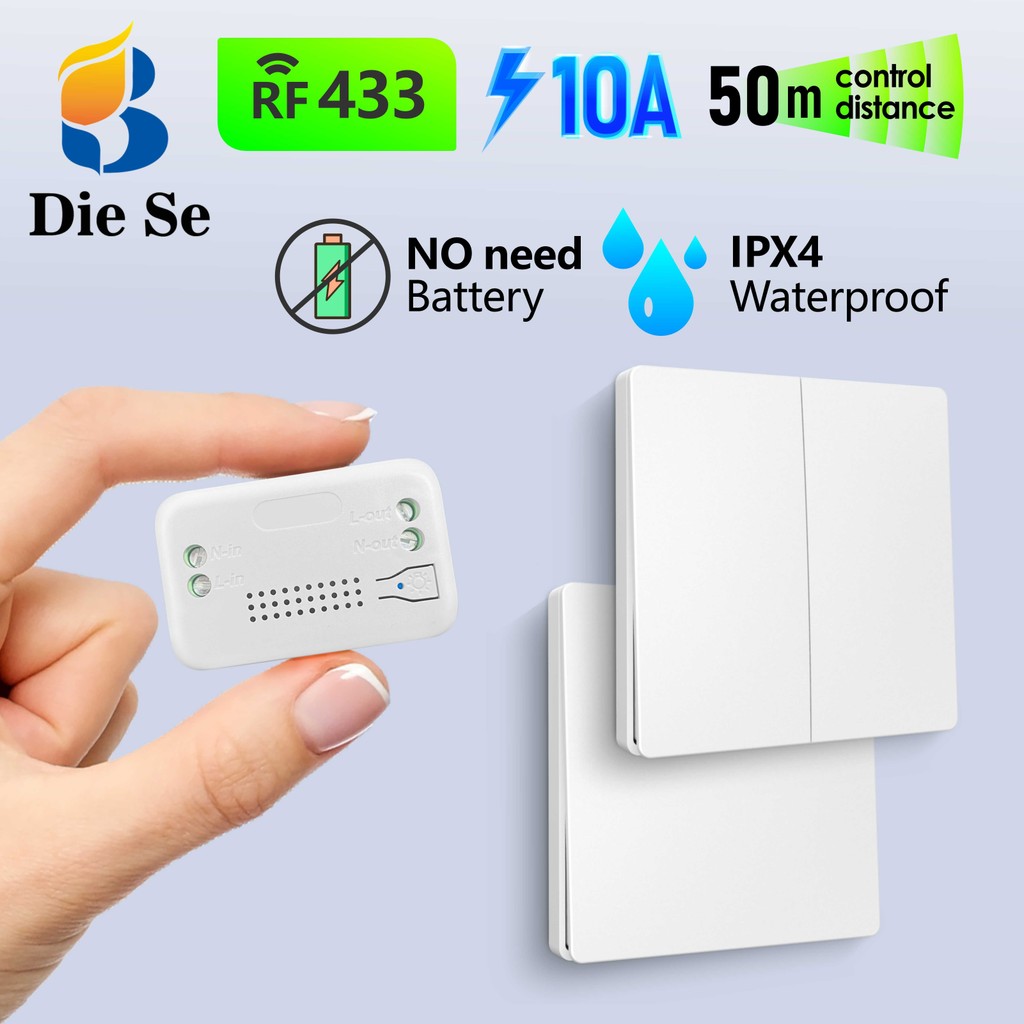 Battery-Free Wireless Light Switch, Self-Powered RF Wall Switch with ...
