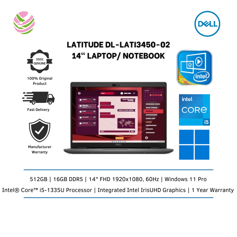 Dell Latitude L3450-i51335-16-512-W11-C 14" Laptop/ Notebook (i5-1335U ...