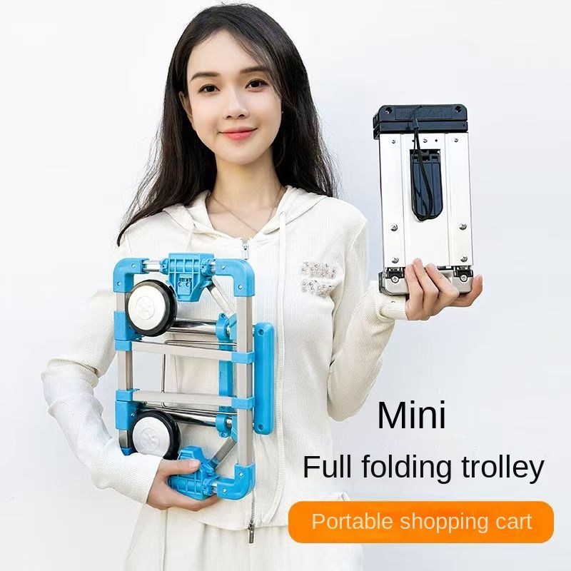 Portable Stainless Steel Hand Pull Four-Wheeled Cart Travel Household ...