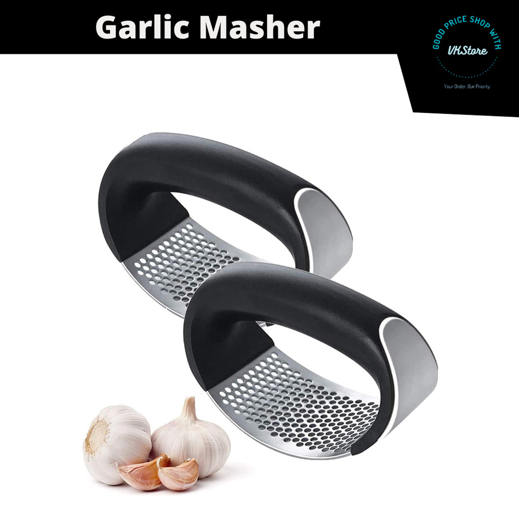 Garlic Press Masher Mincer Crusher Stainless Steel Rolling Handheld ...