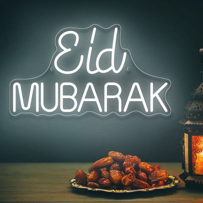 Eid Mubarak Happy Eid al Fitr [40 * 22cm] USB Neon Sign, Christmas LED ...