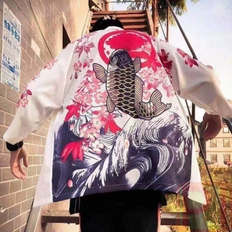 Japanese Kimono Cardigan Men Haori Yukata Male Samurai Costume Clothing Men's Kimono Hanfu Shirt ...