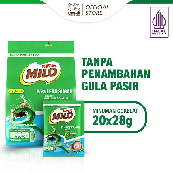 Nestle MILO Less Sugar Low Sugar Chocolate Milk contains Sachet 20 x ...