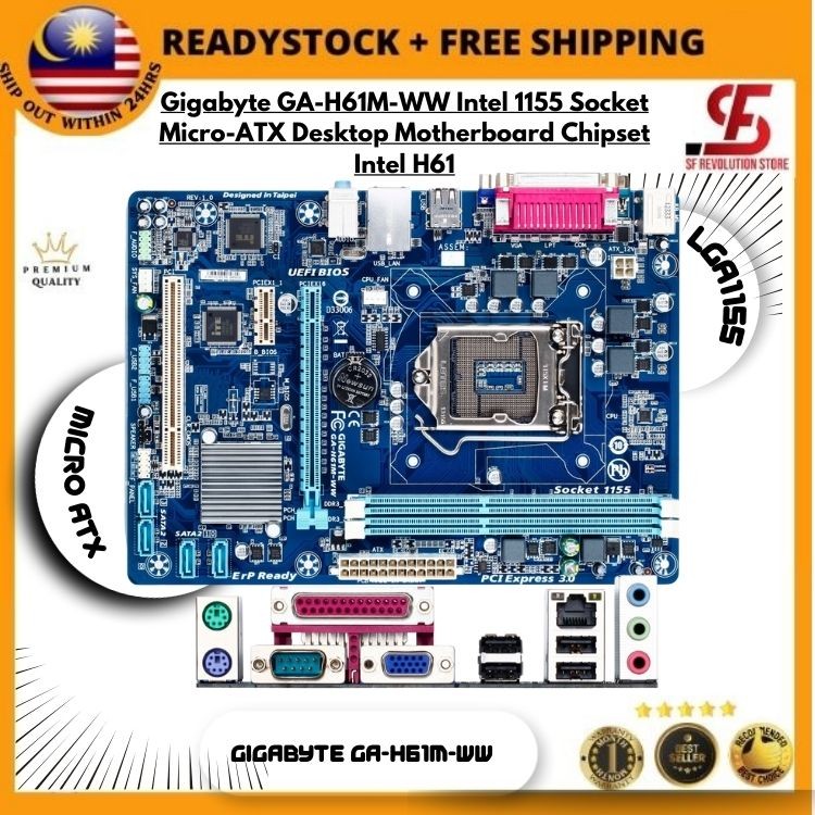 Gigabyte GA-H61M-WW Intel 1155 Socket Micro-ATX Desktop Motherboard ...