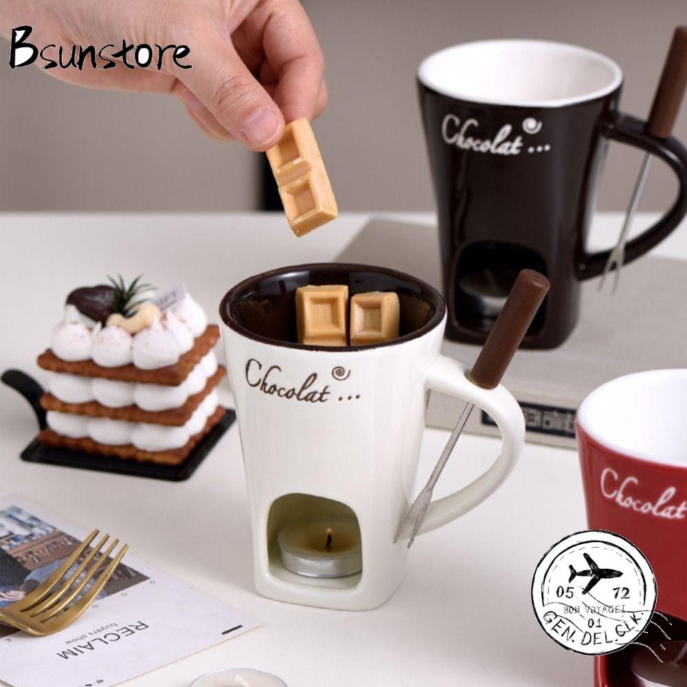 BSUNS1 Chocolate Melting Mug, Ceramics Mini Heater Ice Cream Pot ...