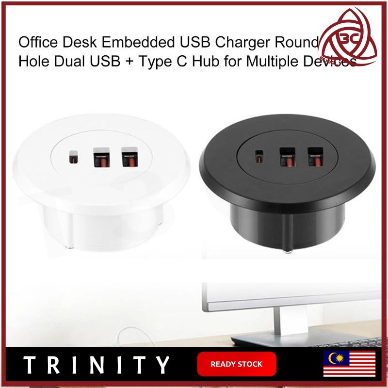 Round Shape Hole USB Desk Grommet Charging Hub with Two USB Type C Port ...