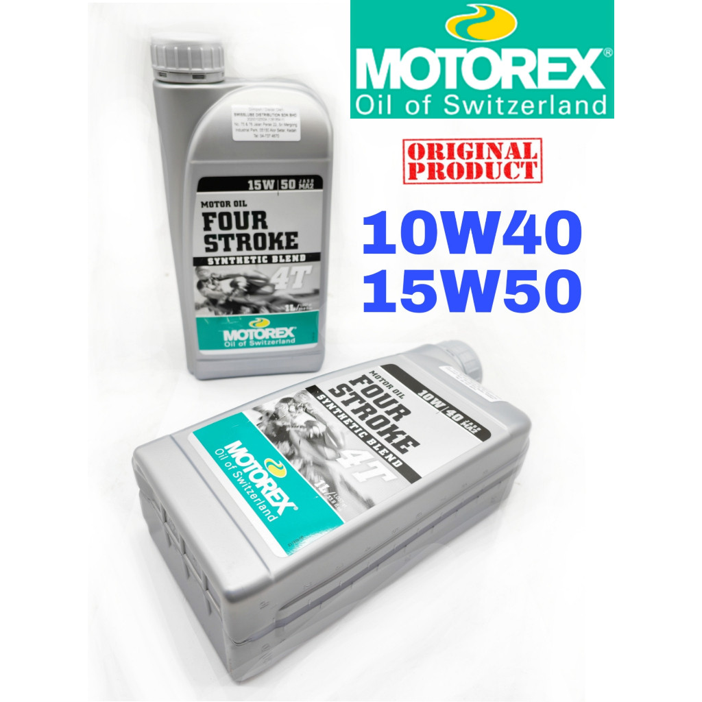 MOTOREX 4T Engine Oil FOUR STROKE 1L Minyak Hitam 10W40 15W50 Synthetic ...