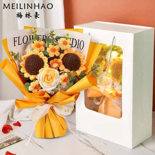 crochet flower crochet flower bouquet Buatan tangan bulu mengait ...