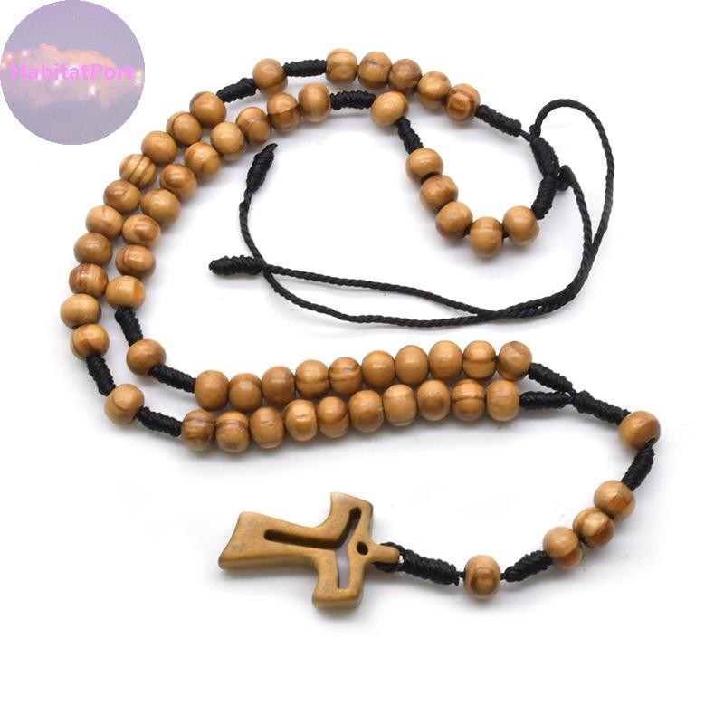 HabitatPort Catholic Wood Beaded Rosary Necklaces For Women Christian ...