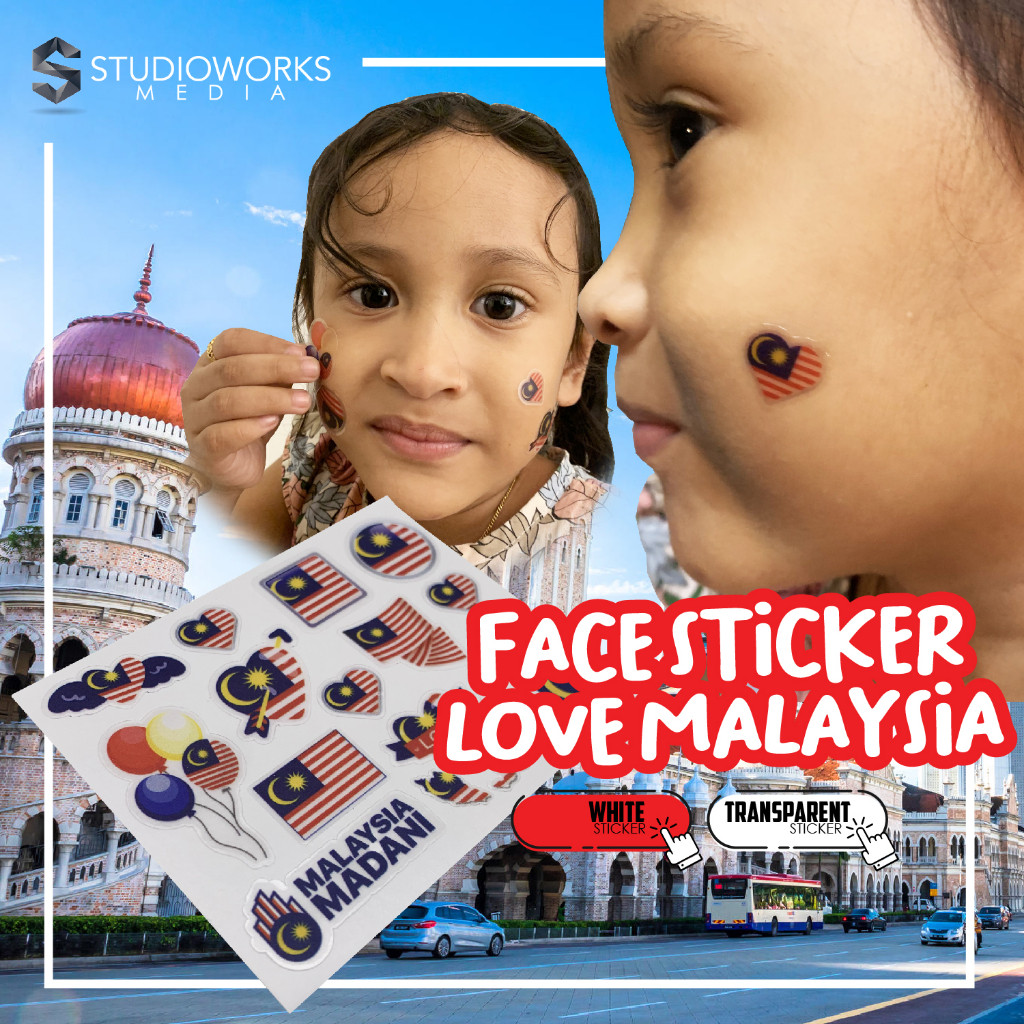 Face Sticker Tattoo Love Malaysia Flag Pelekat Muka Merdeka Celebration ...
