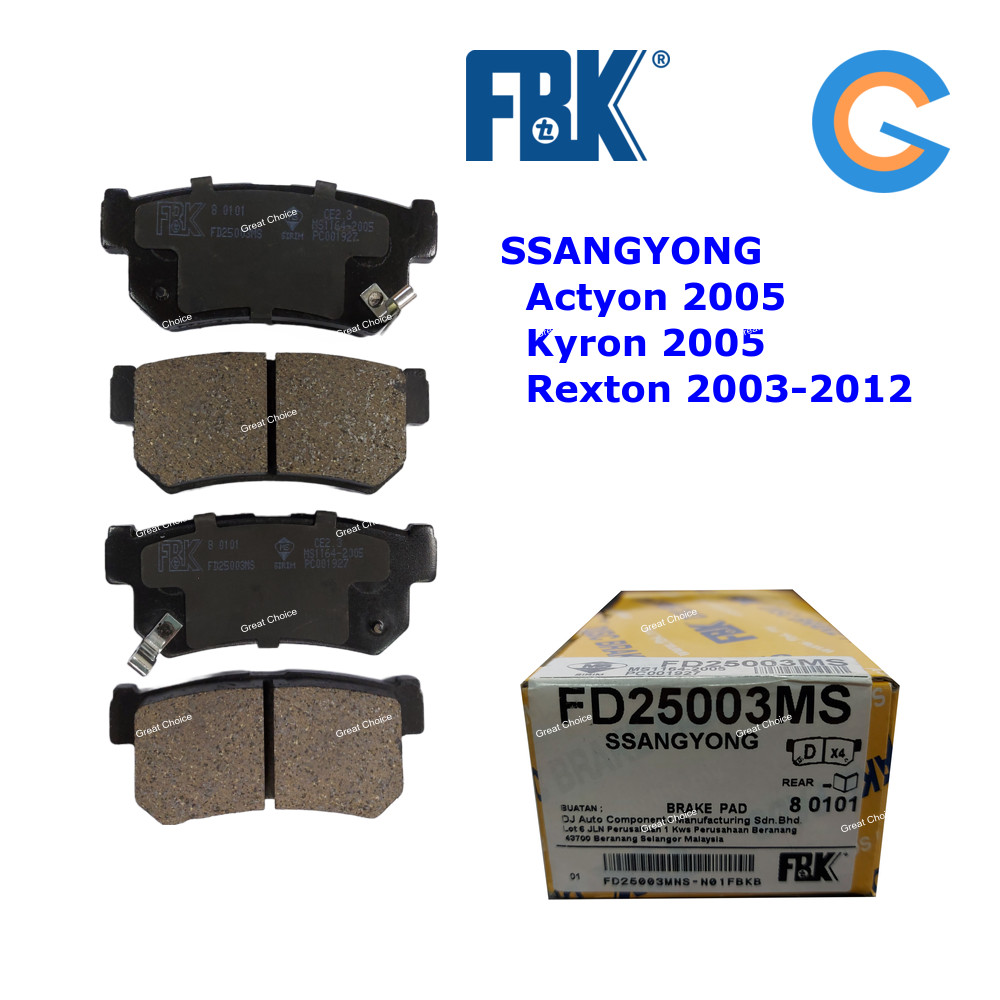 FBK Actyon, Kyron, Rexton Rear (Belakang) Disc Brake Pad SSANGYONG ...