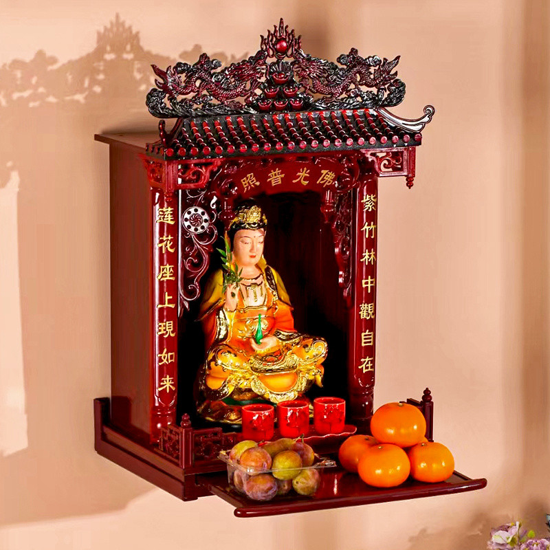 Buddhist Niche God of Wealth Wall-Mounted Household Hanging Cabinet ...