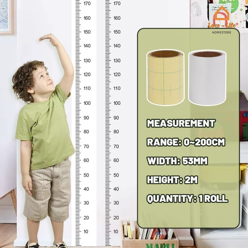 Self-Adhesive Transparent Height Scale Wall Sticker - Kids Measure ...