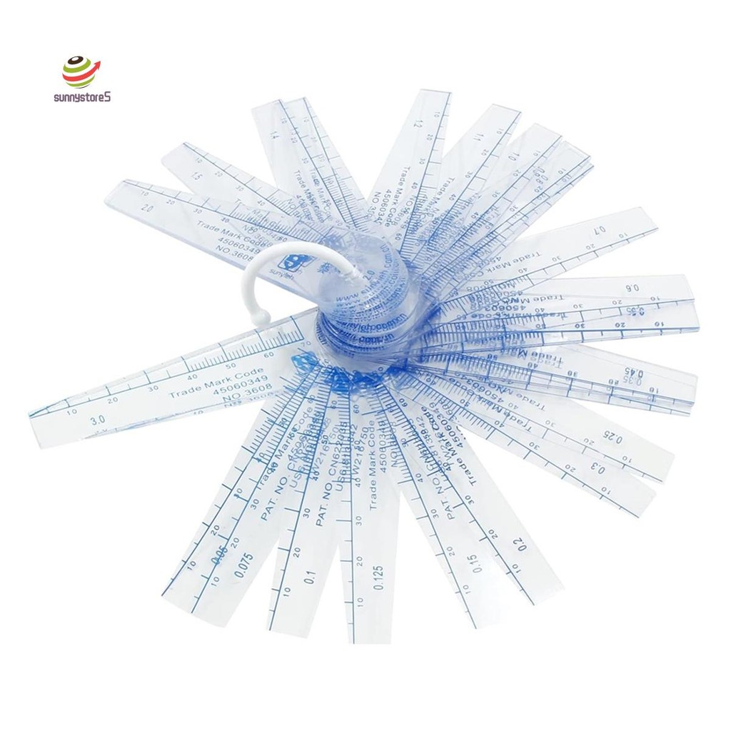 1 Pack Plastic Feeler Gauge 0.05-3mm Thickness Measuring Tools 25 in 1 ...