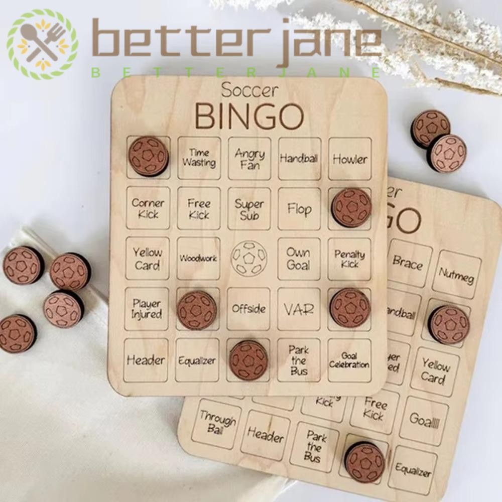 BETTER-JANE Wooden Bingo Board, Sports-Themed Soccer/Baseball ...